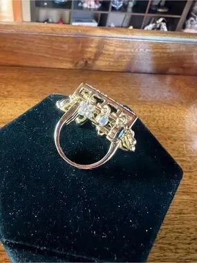Jewelry | Statement Square Cocktail Ring With Smoky Gem And Dangles ...
